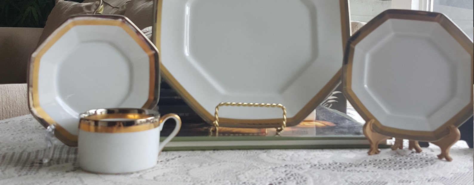 Set for 2 Fitz and Floyd Platine d'Or Octagonal China Set | Etsy