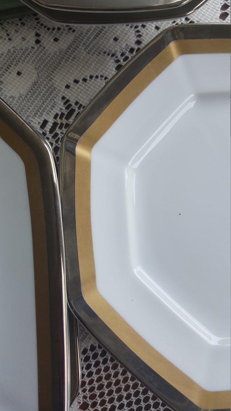 Set for 2 Fitz and Floyd Platine D'or Octagonal China Set - Etsy