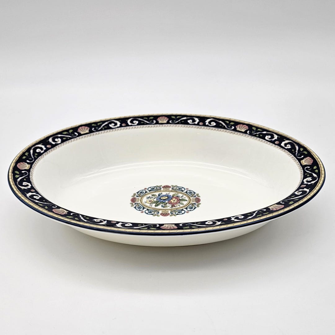 Wedgwood Runnymede Blue Oval Vegetable Bowl 10 Dark Blue Trims and ...