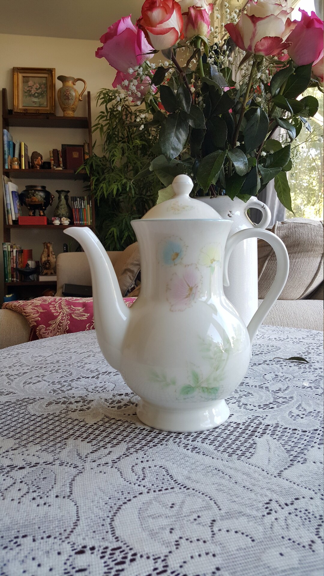 Noritake Summer Blossom 5 Cup TEAPOT Fine China Set Butterfly With ...