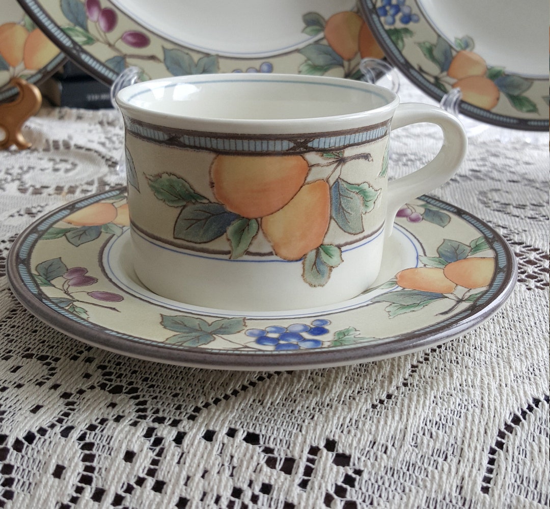 MIKASA Teacup and Saucer Set Garden Harvest Intaglio China Set Luxury ...