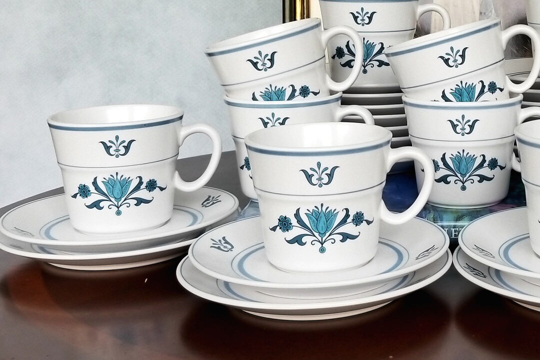 Breakfast for 6 Blue Haven China Set Tea Cup Saucer and Bread Plates ...