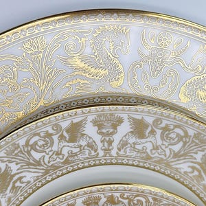 Vintage Wedgwood Florentine Gold Dragon Dinnerware Set Fine Bone China ...