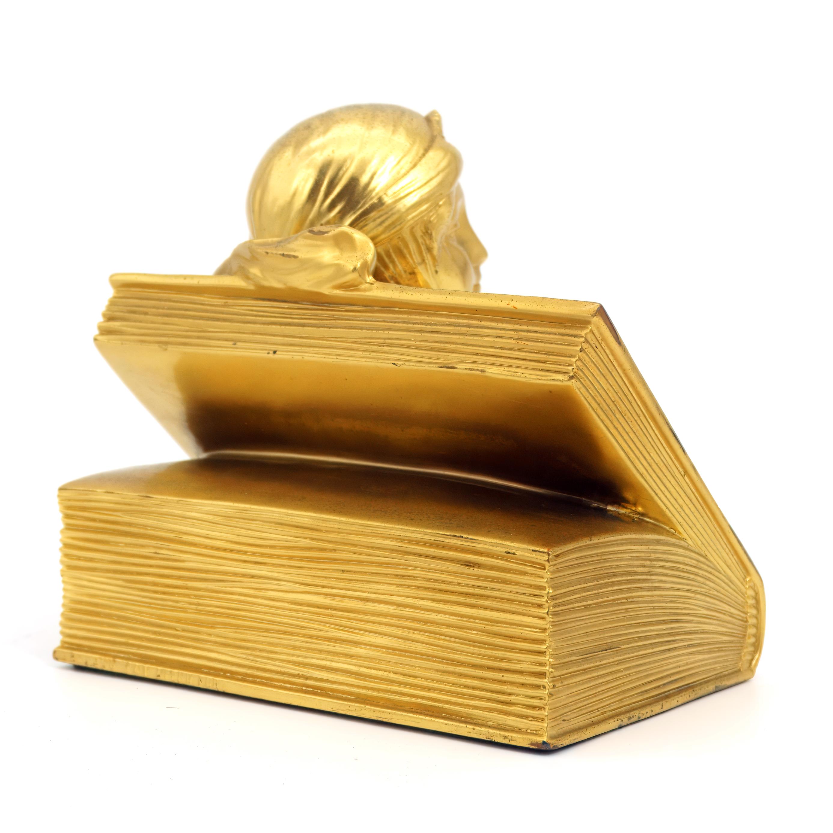 1910s Antique Gold Toned Bookends | Jennings Brothers Dantes Inferno ...