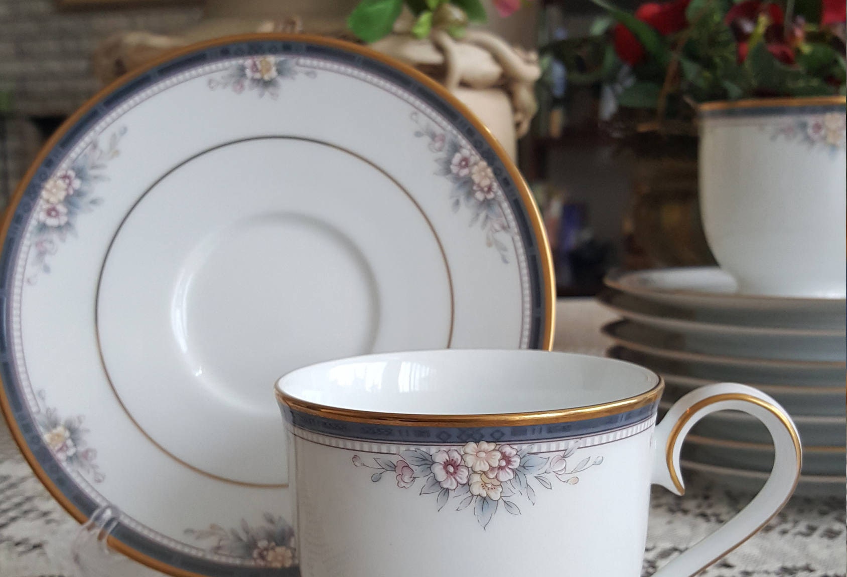Set for 8 Noritake Ontario Cup and Saucer China Set Elegant - Etsy