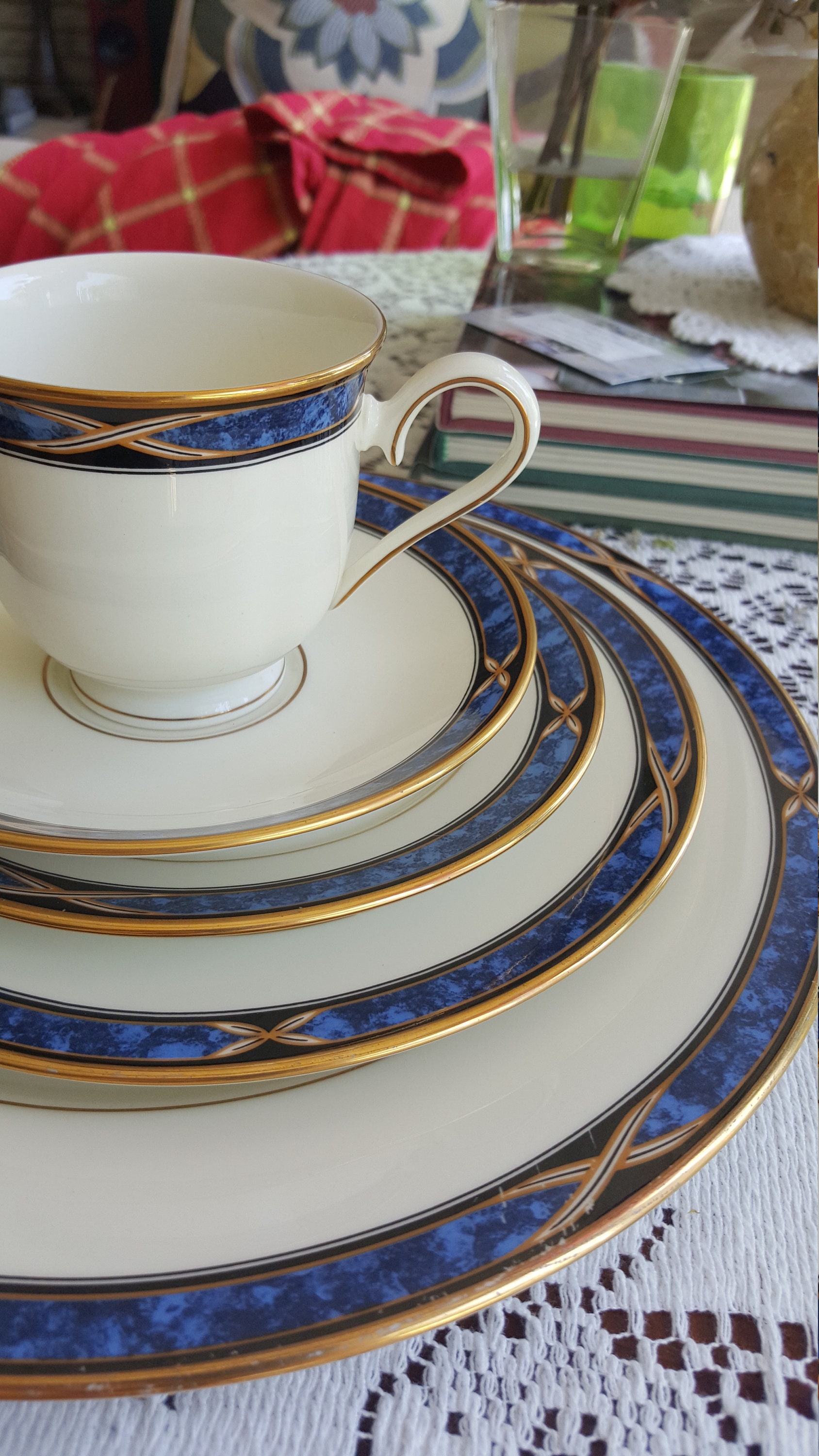 Service for 2 LENOX Mountain View American Home Collection Blue Marble ...