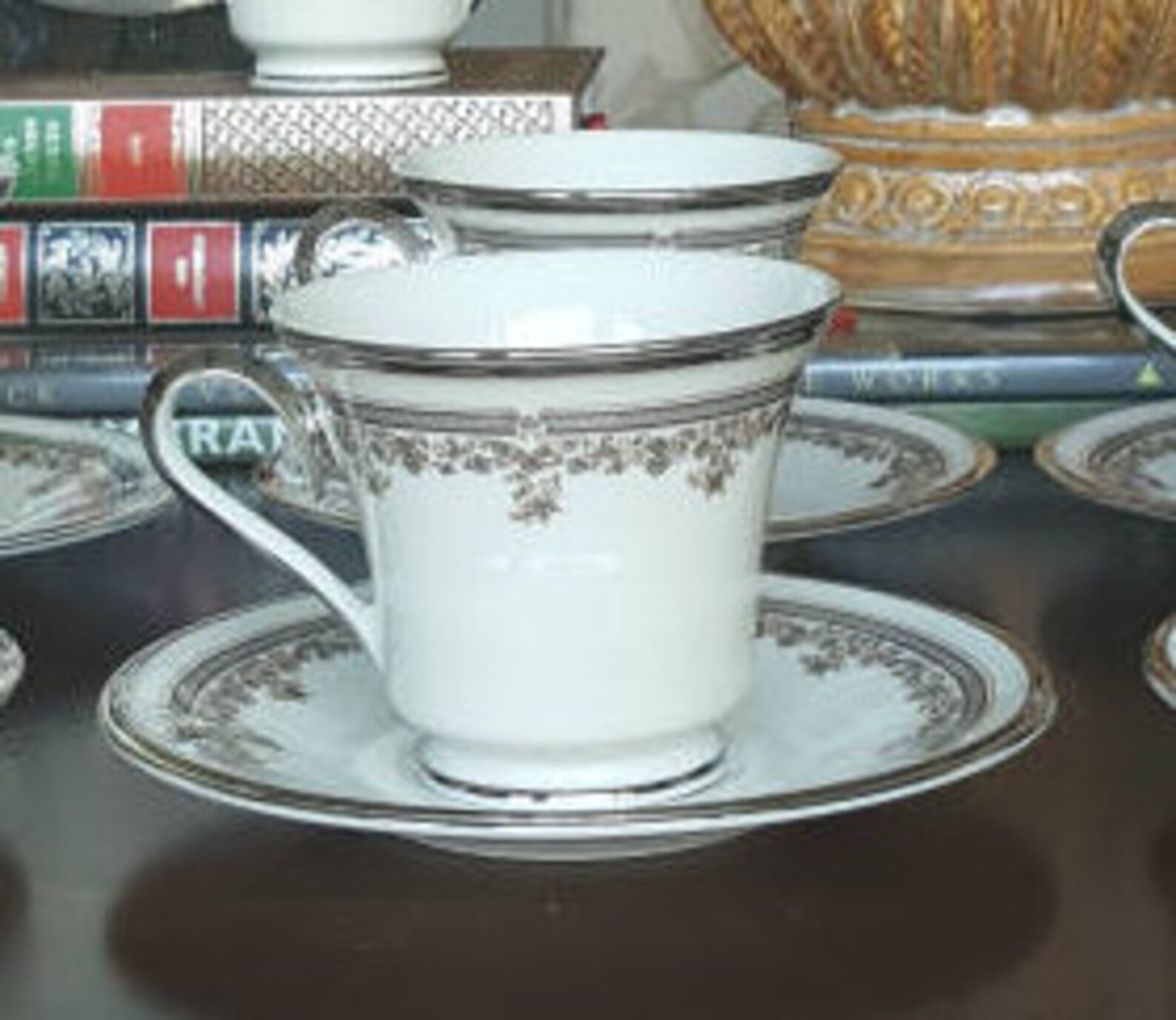 LENOX Lace Point Tea Cups China Set Floral Gray Band Platinum - Etsy