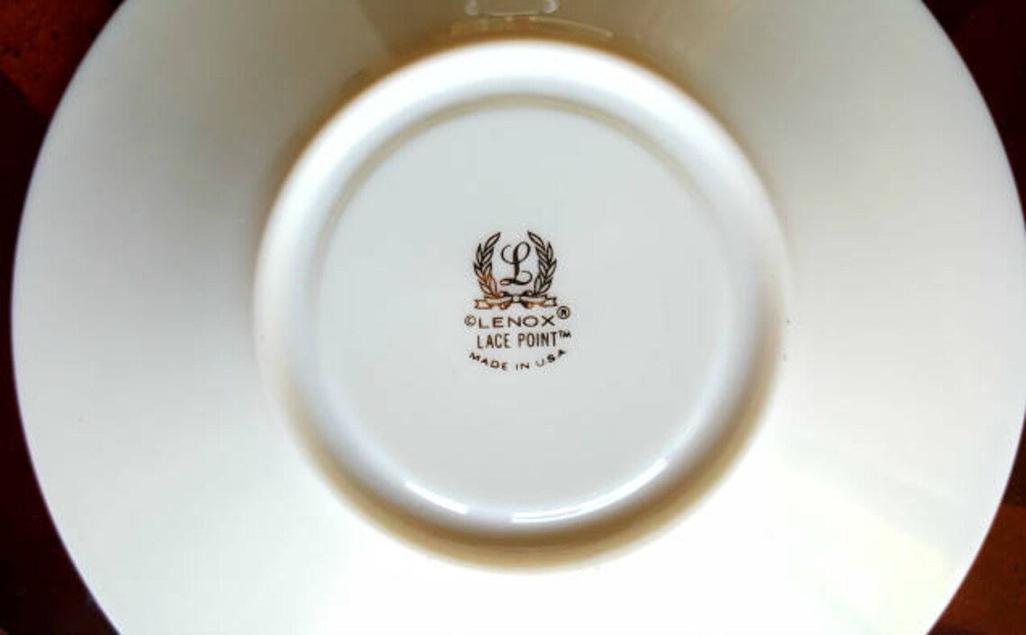 LENOX Lace Point Tea Cups China Set Floral Gray Band Platinum - Etsy