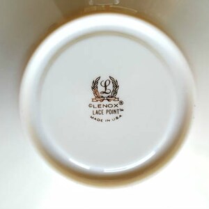 LENOX Lace Point Tea Cups China Set Floral Gray Band Platinum Trim ...