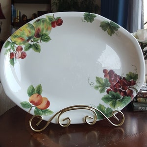 Oval Serving Platter Royal Doulton Vintage Grape Pattern Fruits & Green ...