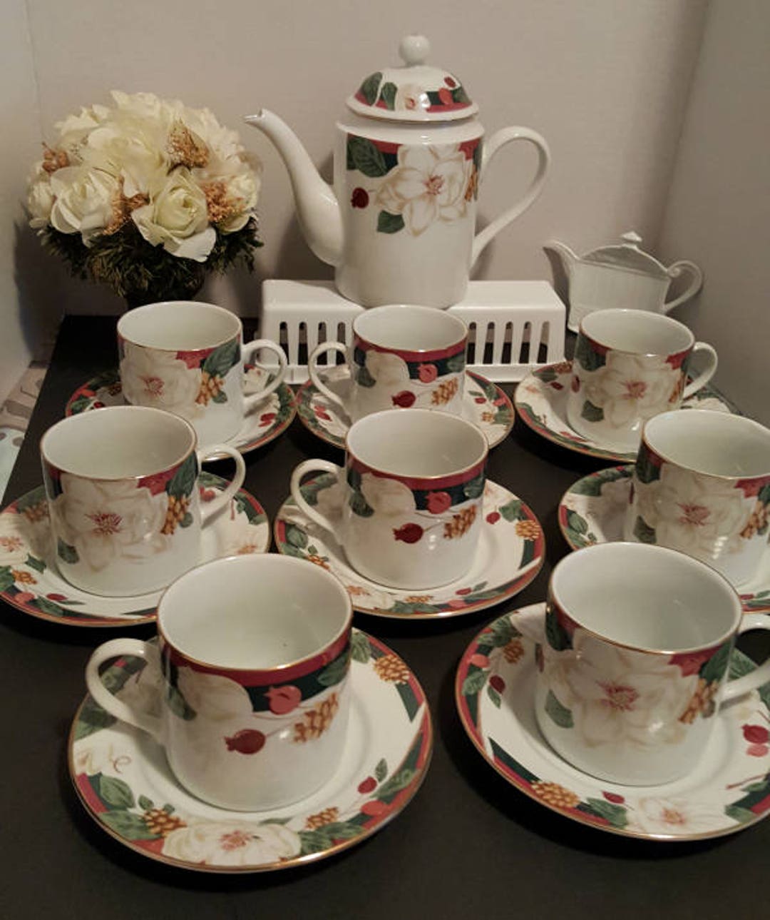 Fairfield Magnolia Teapot Cups and Saucer China Set Children Tea Set ...