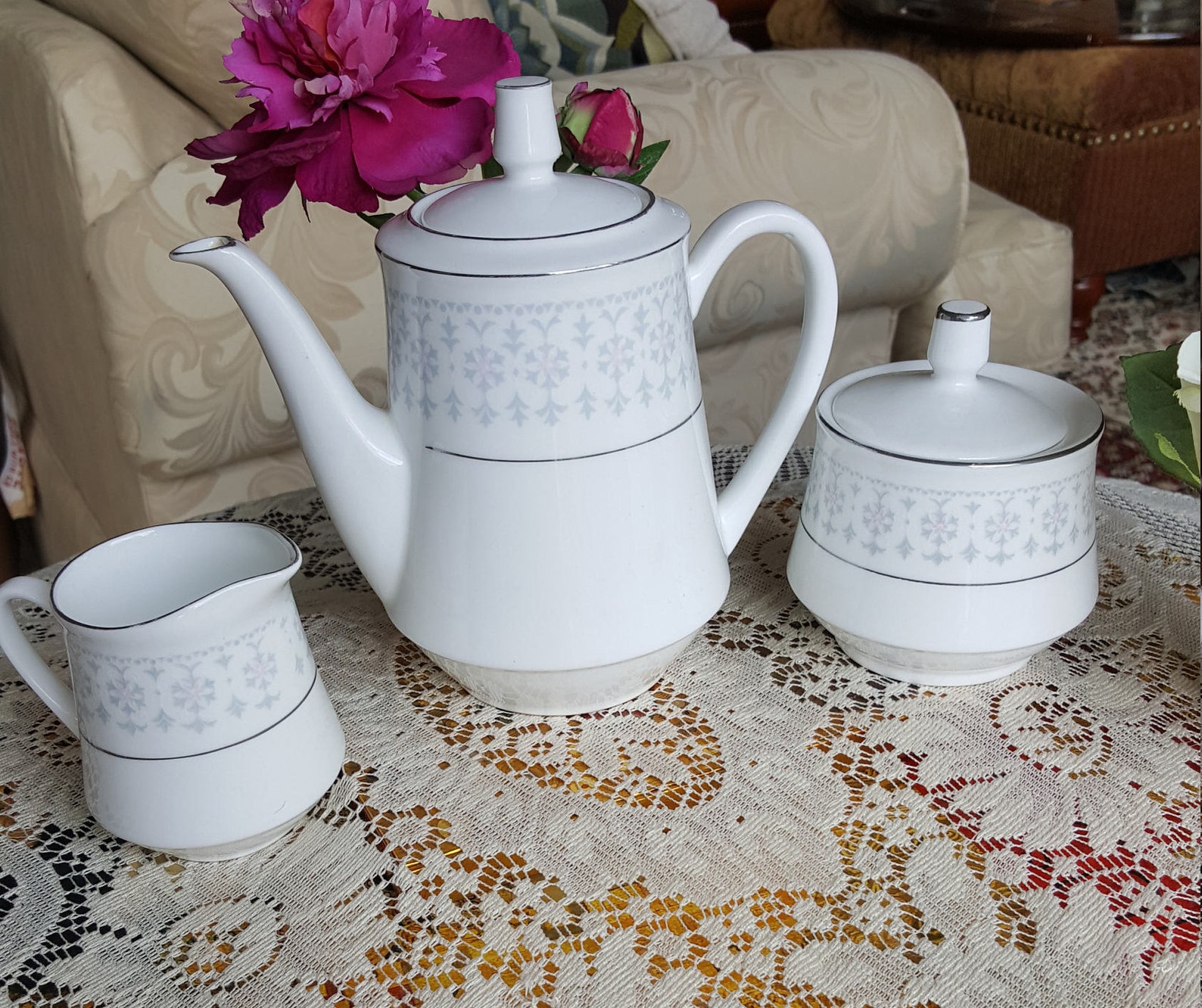 Coffee Pot China Set Consist of 5 Pieces Light Blue Gray - Etsy