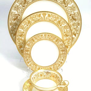 Vintage Wedgwood Florentine Gold Dragon Dinnerware Set - Fine Bone ...
