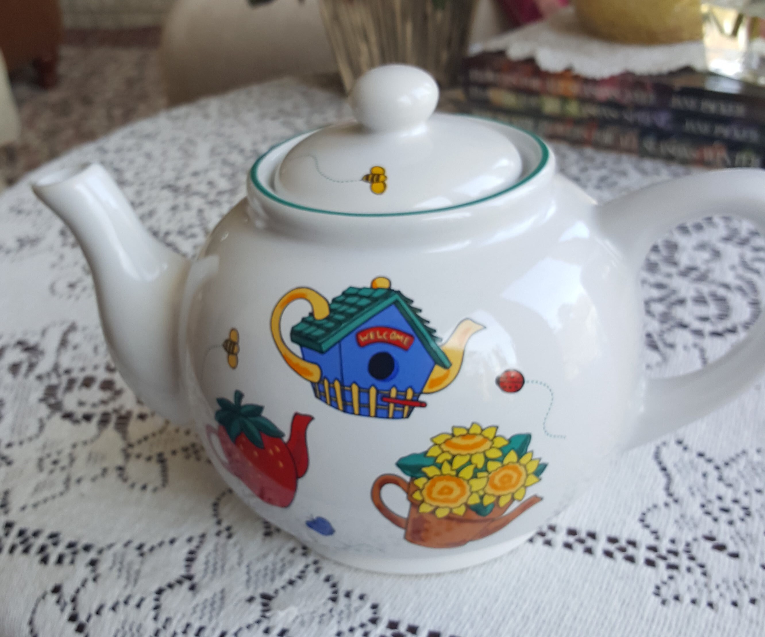 4 Cup Teapot Garden Tea Party by SIGNATURE decorated with | Etsy