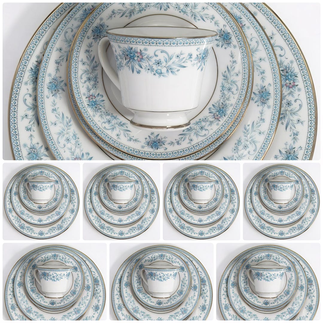 Complete Noritake Blue Hill 40-piece Dinnerware Set: Elegant Floral ...