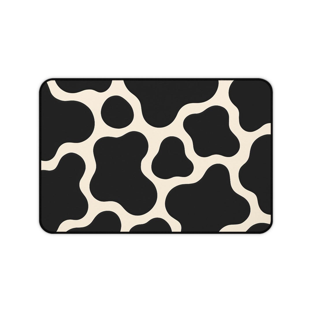 Black Cream Cow Print Desk Mat | Large Mouse Pad, Animal Pattern - Etsy