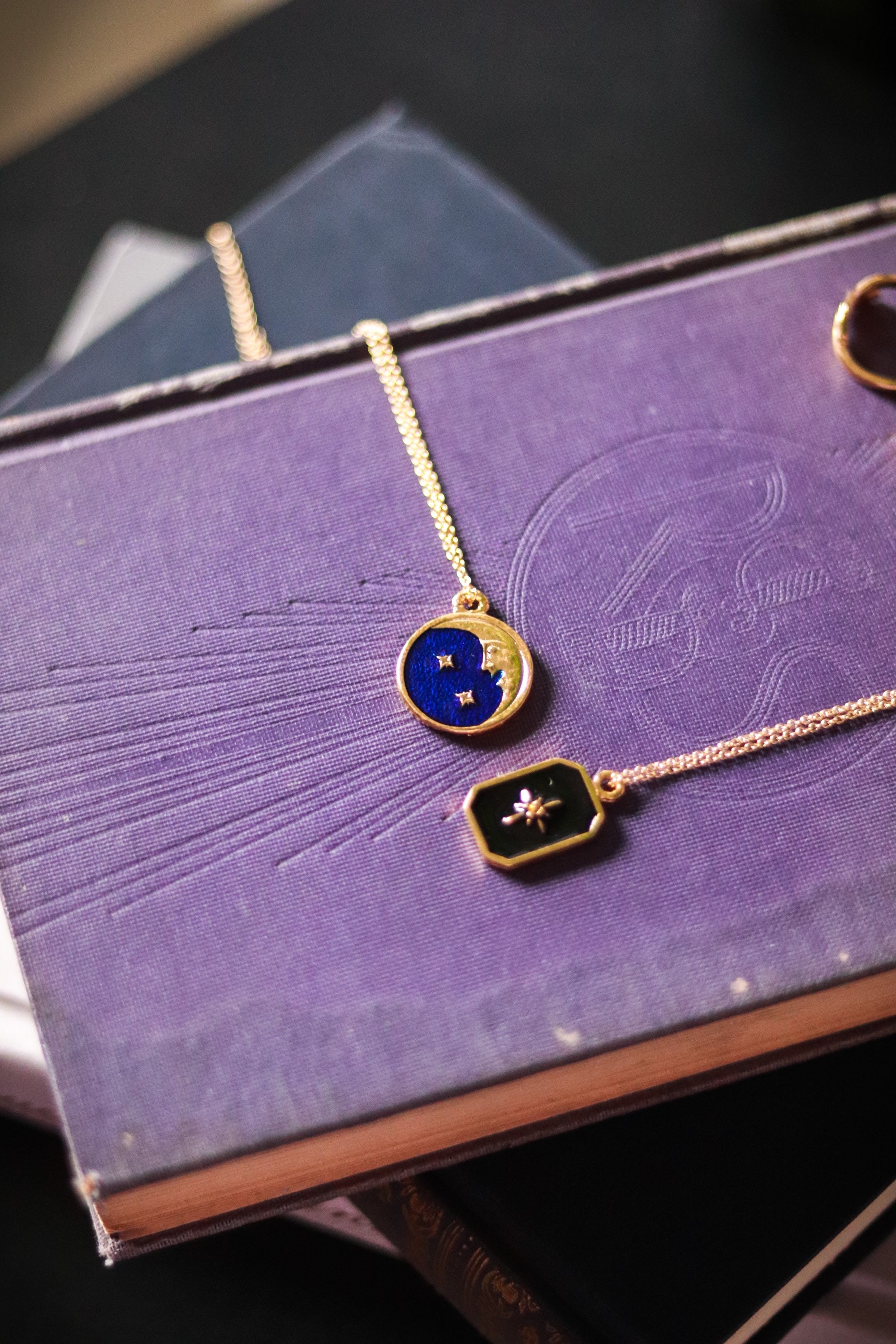 ANDROMEDA 24k Gold North Star Signet Black Enamel Pendant - Etsy