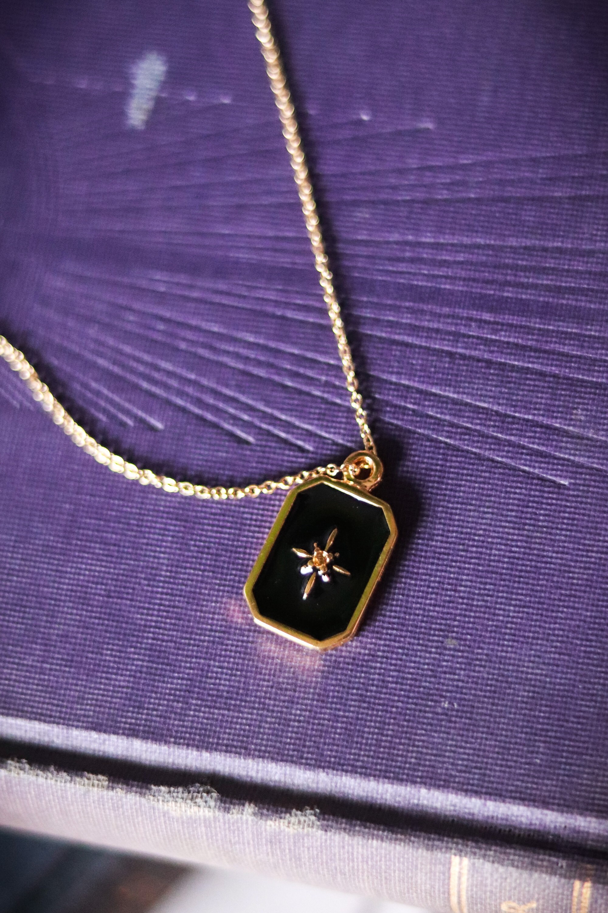 ANDROMEDA 24k Gold North Star Signet Black Enamel Pendant - Etsy
