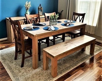 Rustic Farmhouse Table Dining Room Table Set - Etsy