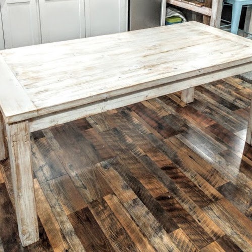 Farmhouse Dining Table Whitewash Rustic - Etsy