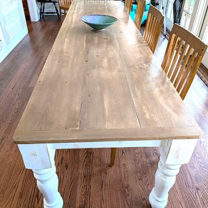 Long Farmhouse Dining Table, Chunky Leg Table, Turned Leg Table, 12 ...