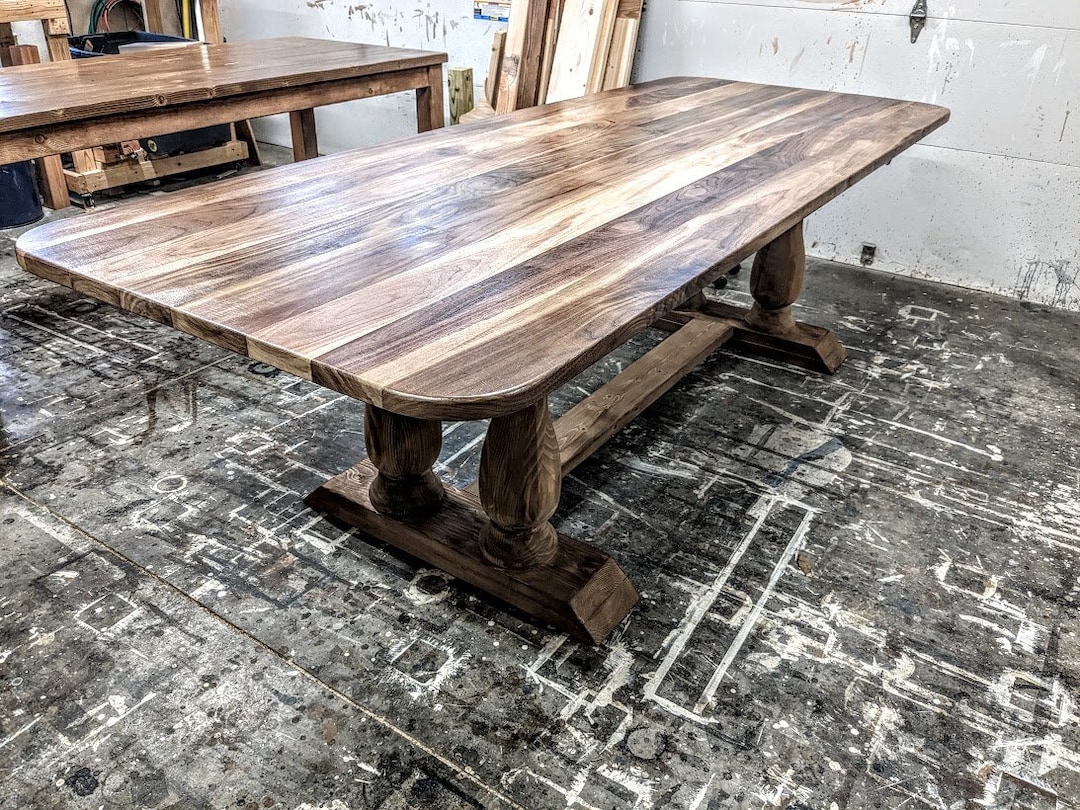 Rustic Walnut Dine Table, Custom Farmhouse Table, Dining Room Set ...
