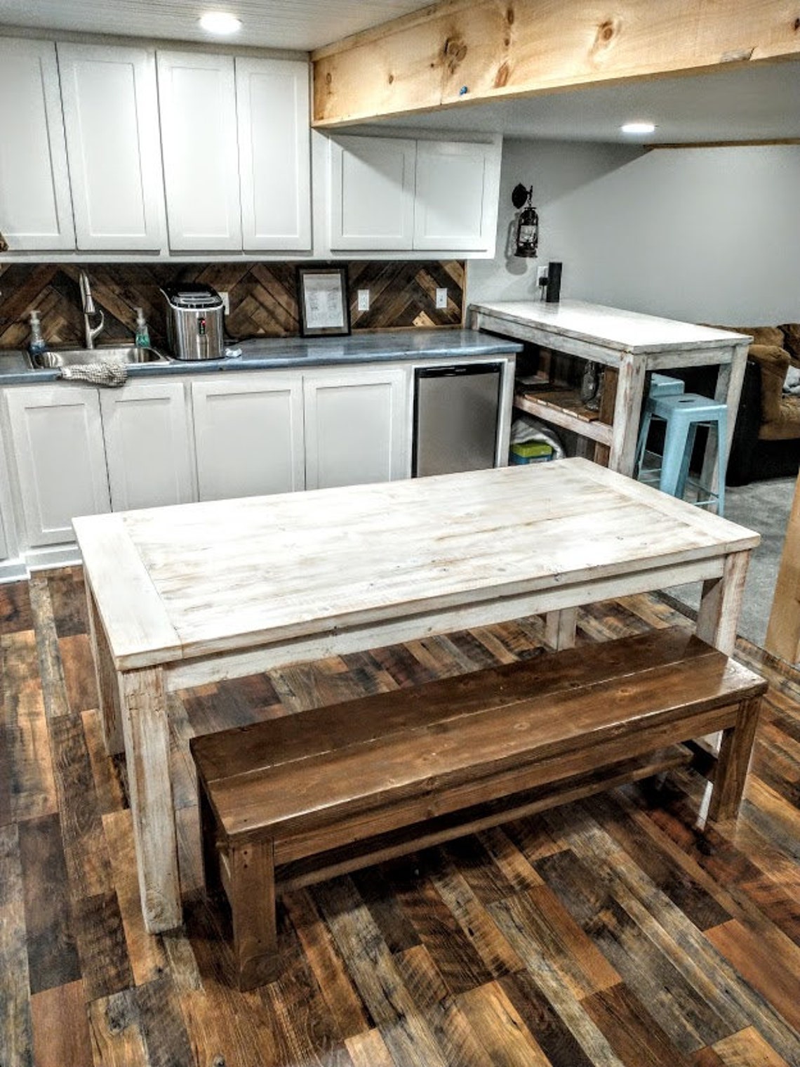 Farmhouse Dining Table Whitewash Rustic - Etsy