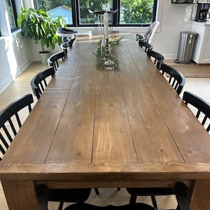 Long Farmhouse Dining Table, Chunky Leg Table, Turned Leg Table, 12 ...