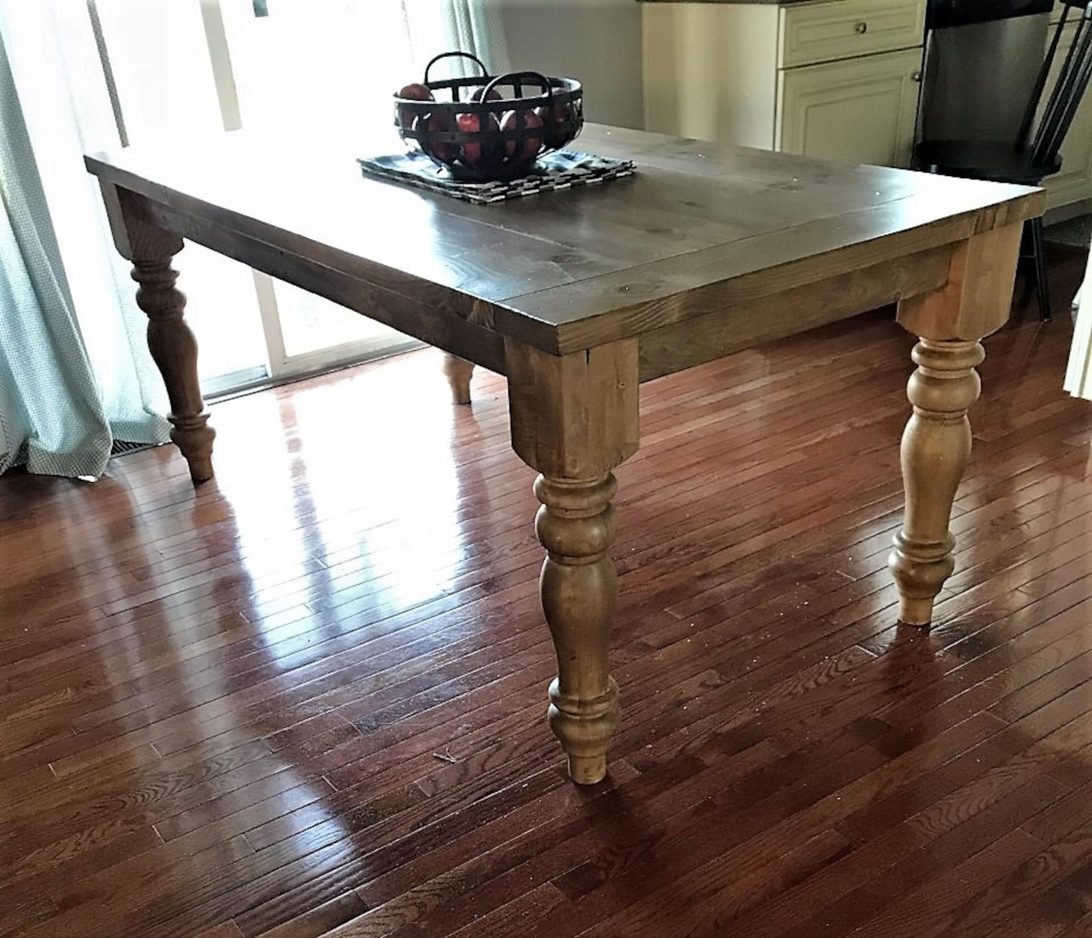 Long Farmhouse Dining Table Chunky Leg Table Turned Leg - Etsy