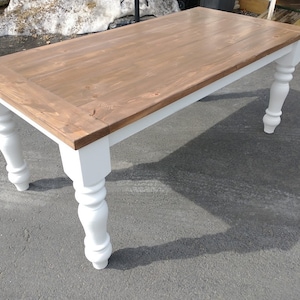 Long Farmhouse Dining Table, Chunky Leg Table, Turned Leg Table, 12 ...