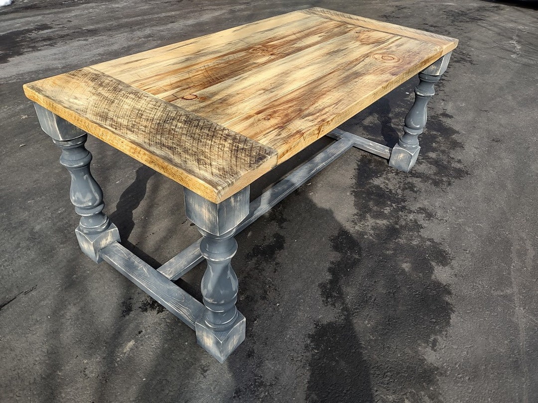 Rustic Farmhouse Table, Rustic Farmhouse Desk, Turned Legs, Monastery ...