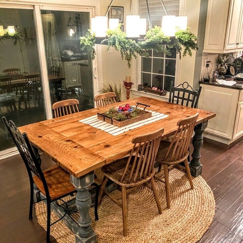 Rustic Farmhouse Table Rustic Farmhouse Desk Turned Legs - Etsy