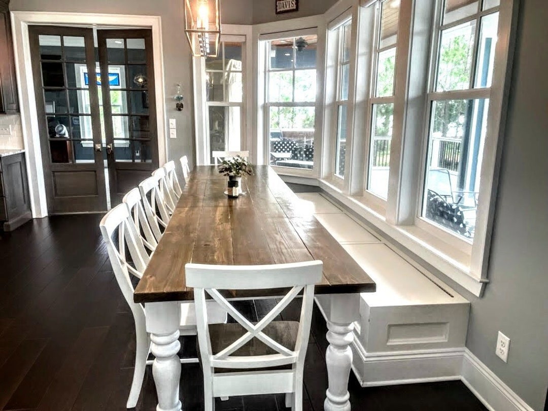 Large Farmhouse Table, Long Farmhouse Table, Big Dine Table, Kitchen ...