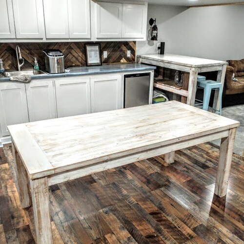 Farmhouse Dining Table Whitewash Rustic - Etsy