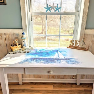 Desk, Nautical Desk, Beach Desk, Beach Decor, Sailboat, Custom Desk ...