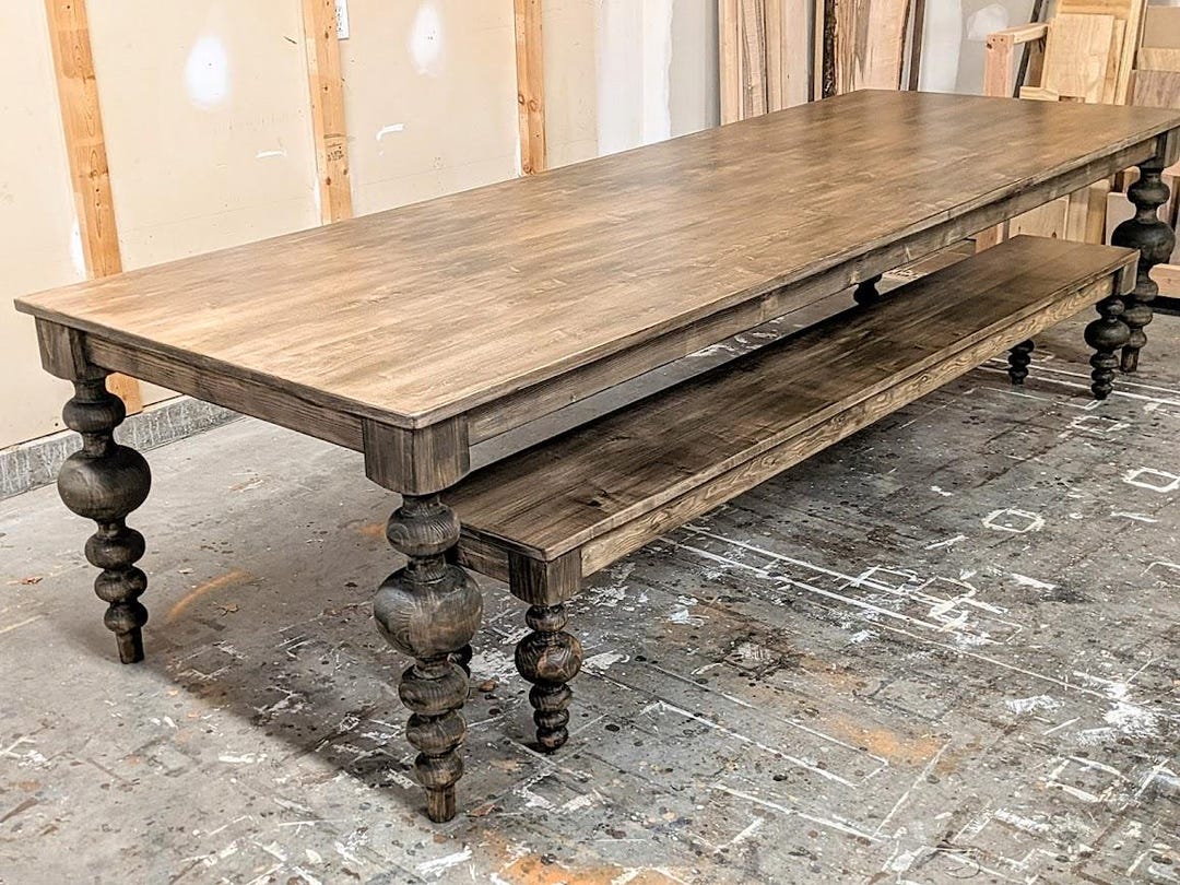 Dining Table, Large Turned Leg Table, Large Modern Table, Custom Dining ...