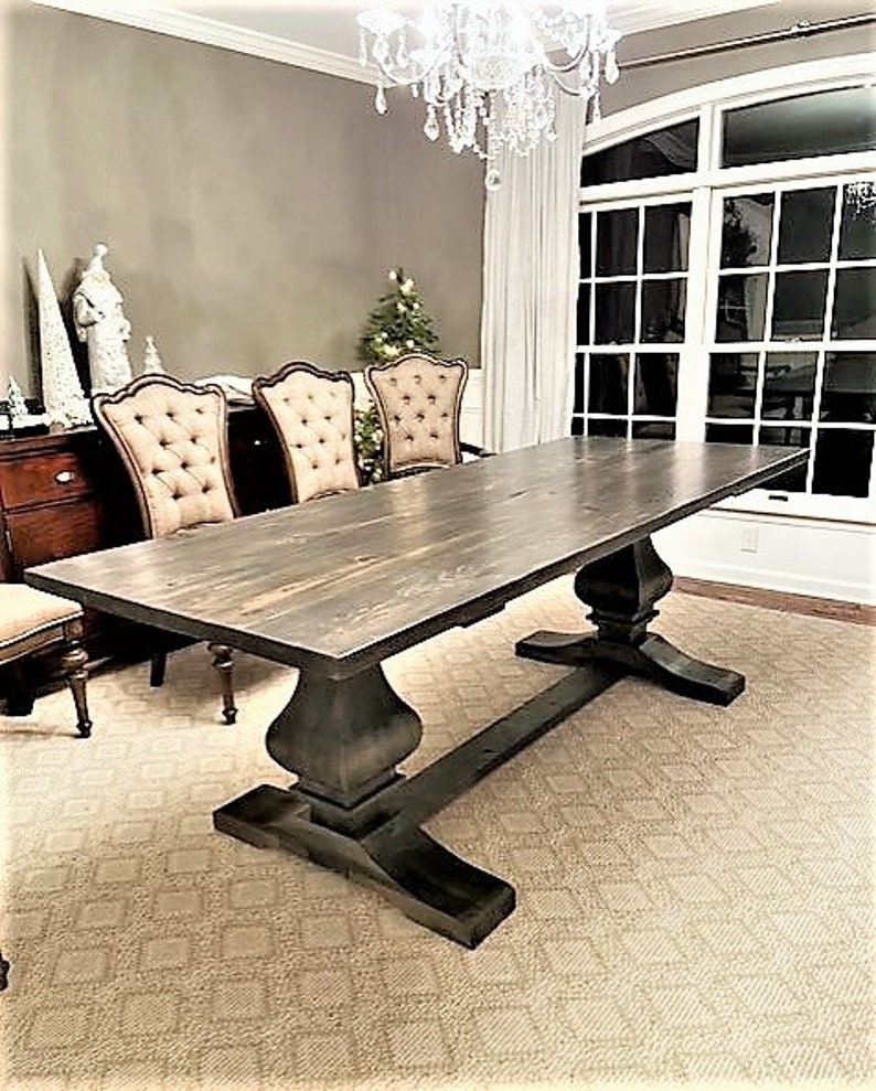 Large Farmhouse Table Pedestal Table Custom Wood Table - Etsy