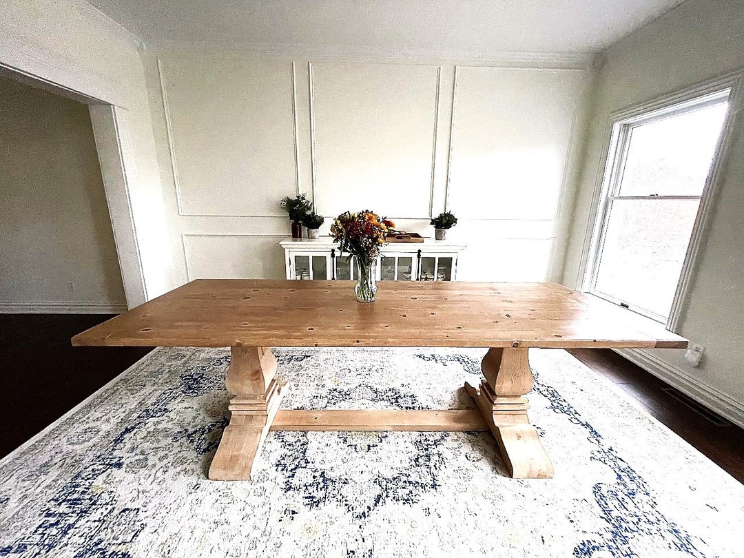 Farmhouse Dine Table, Pedestal Table, Custom Wood Table, Rustic ...