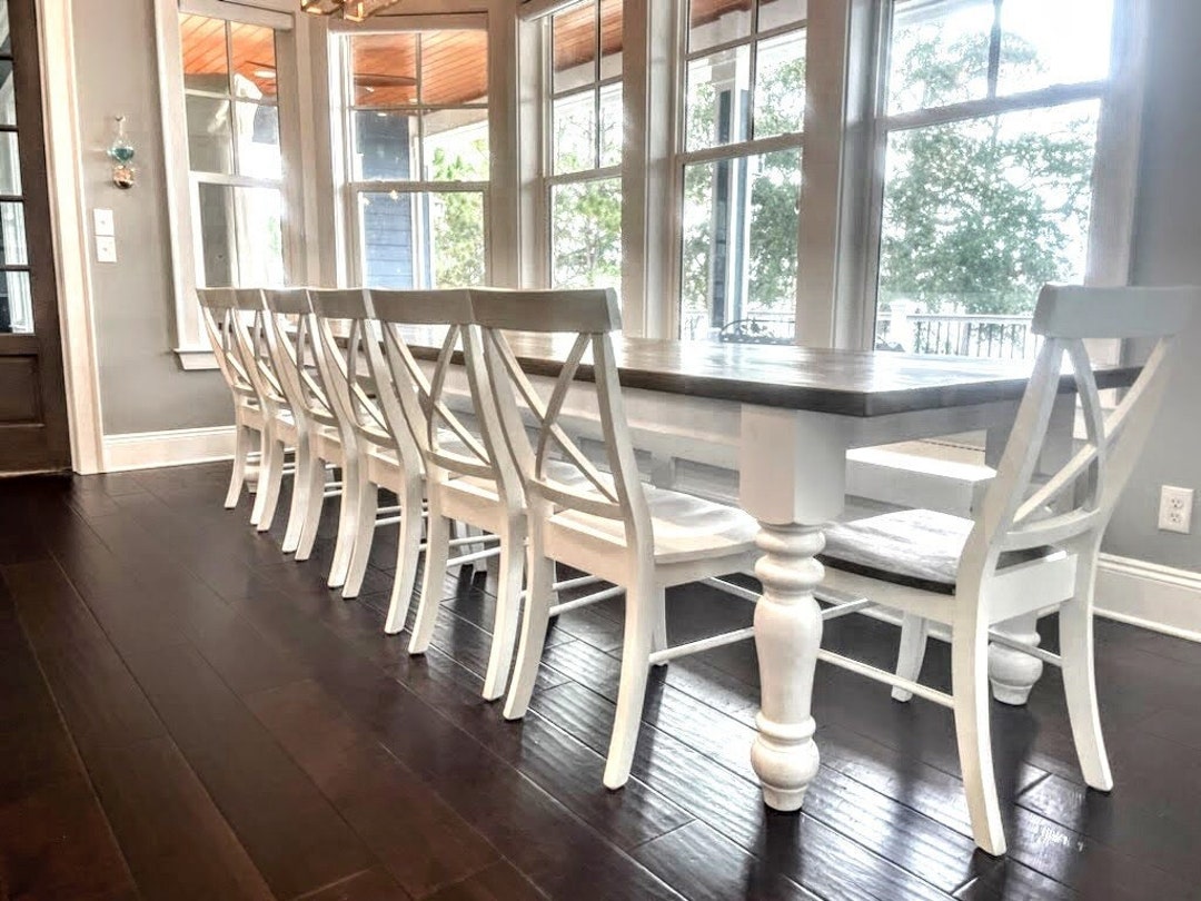 Large Farmhouse Table, Long Farmhouse Table, Big Dine Table, Kitchen ...