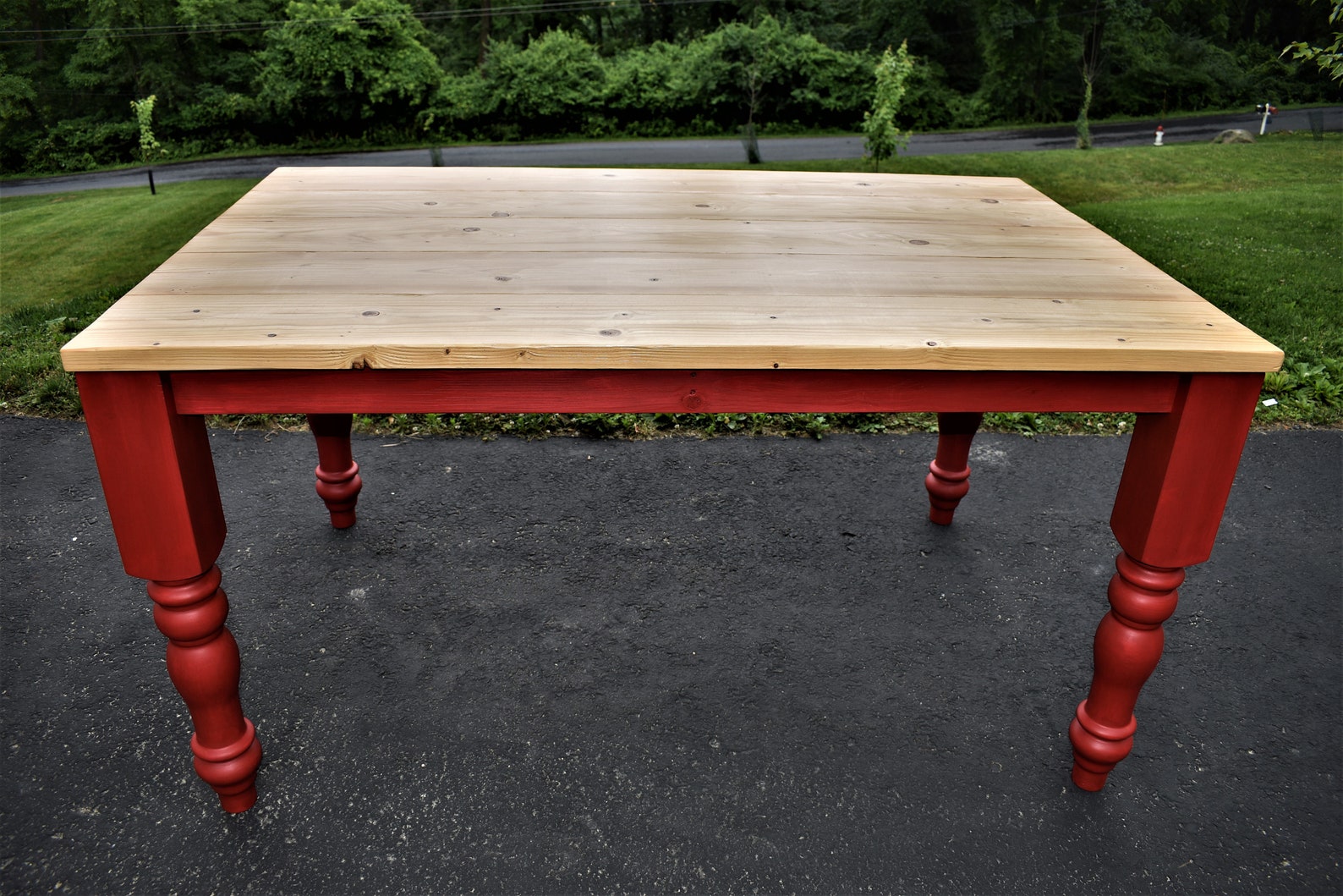 Long Farmhouse Dining Table Chunky Leg Table Turned Leg - Etsy
