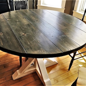 Round Farmhouse Dining Table, Round Table, Round Dining Table, Round ...