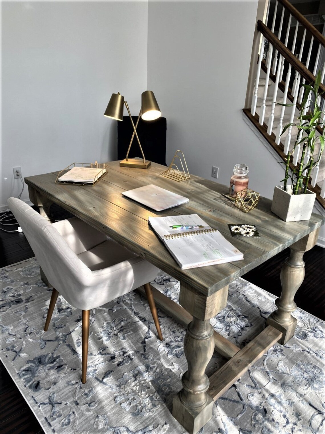 Rustic Farmhouse Table Rustic Farmhouse Desk Turned Legs - Etsy