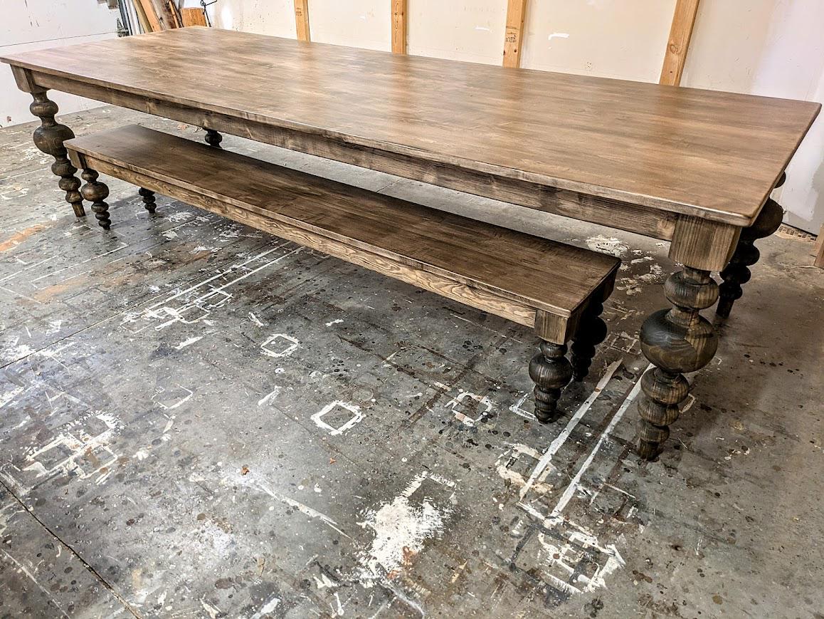 Dining Table, Large Turned Leg Table, Large Modern Table, Custom Dining ...