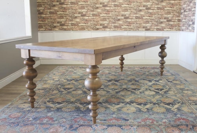 Dining Table, Large Turned Leg Table, Large Modern Table, Custom Dining ...