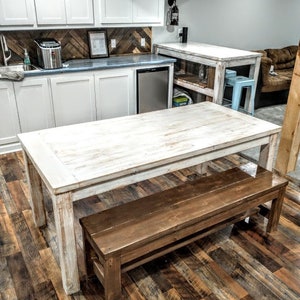 Farmhouse Dining Table Whitewash Rustic - Etsy