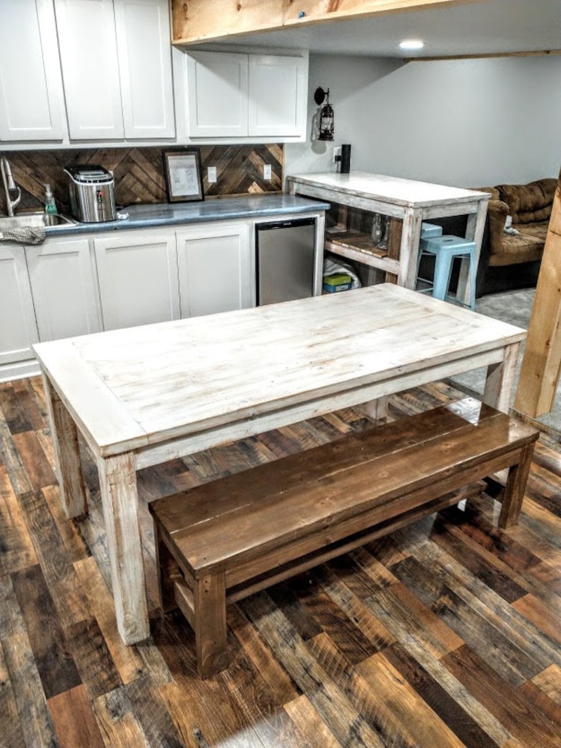 Farmhouse Dining Table Whitewash Rustic - Etsy