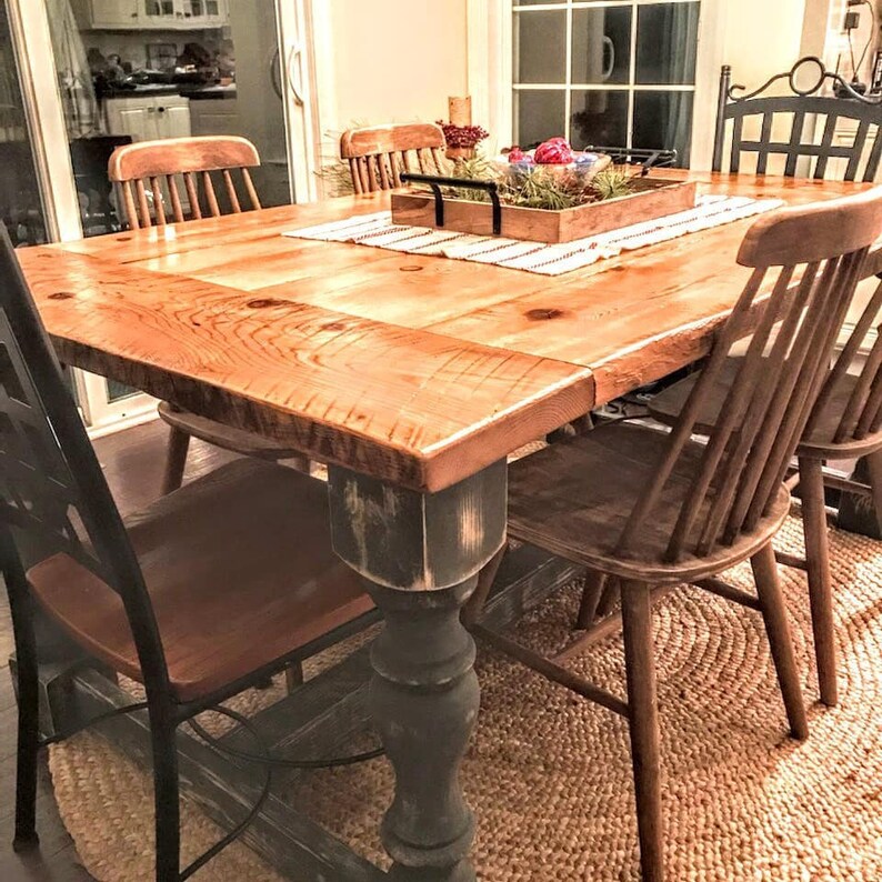 Rustic Farmhouse Table Rustic Farmhouse Desk Turned Legs - Etsy