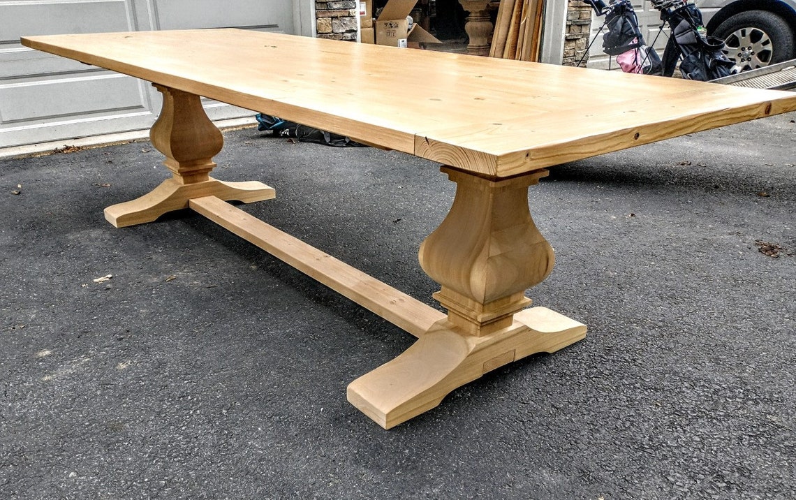 Farmhouse Pedestal Dining Table Rustic Dining Table Custom - Etsy