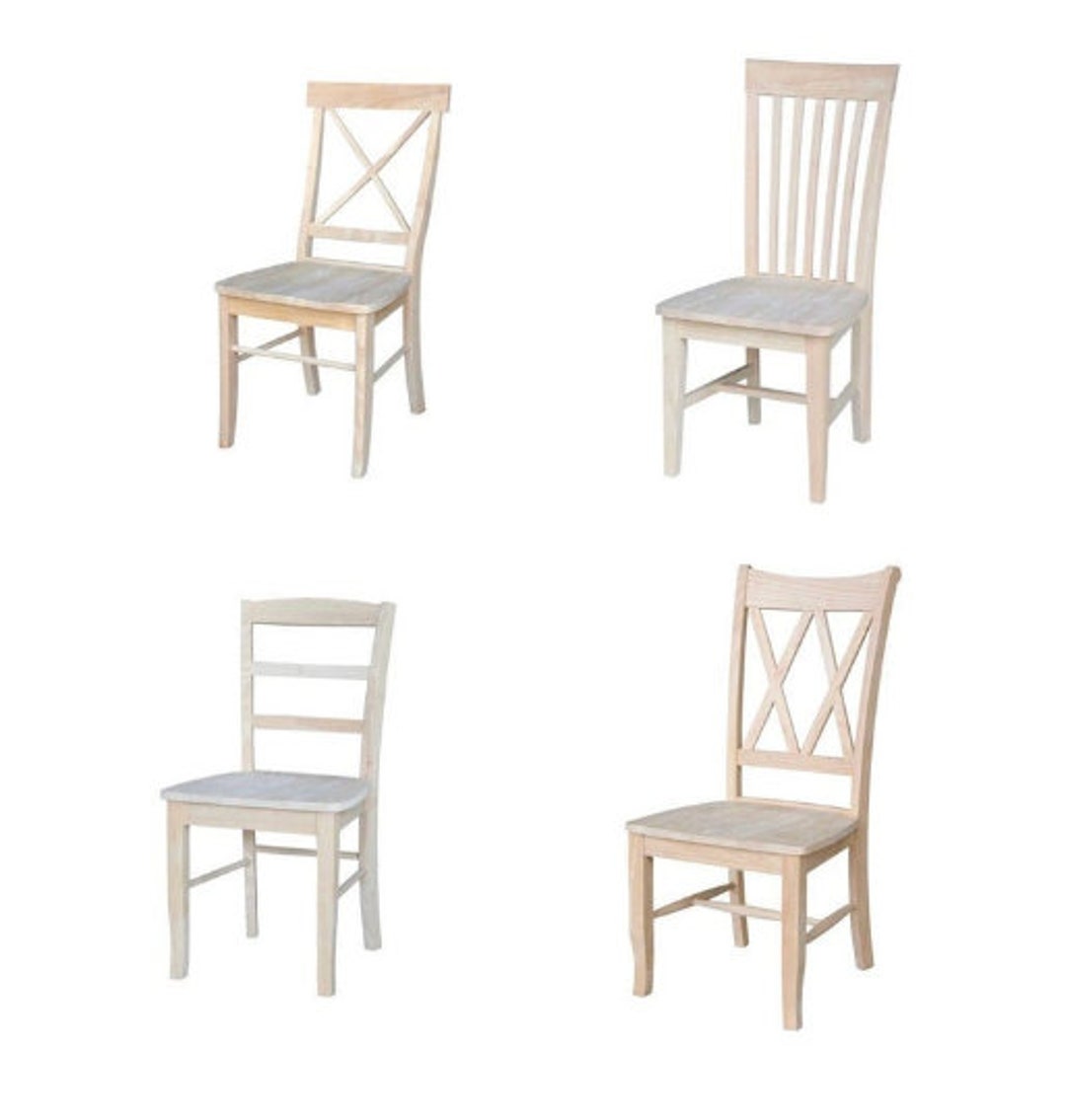 Dining Chairs Wood Chairs Farmhouse Chairs Unfinished Chairs Kitchen Chairs Etsy