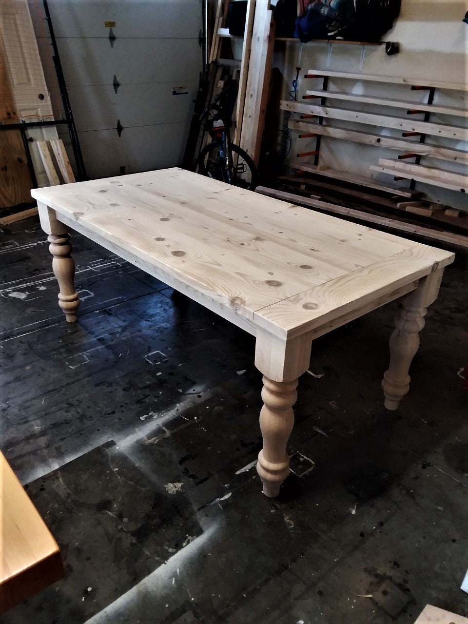 Long Farmhouse Dining Table Chunky Leg Table Turned Leg - Etsy